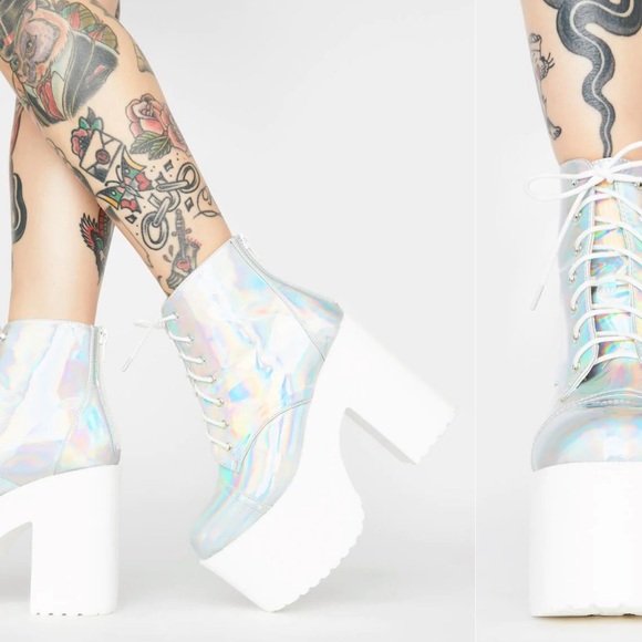 N.Y.L.A. | Shoes | Holographic Platform Boots | Poshmark